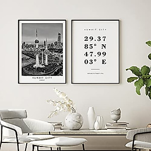 Dear Mapper Kuwait View Abstract Road Modern Map Art Minimalist Painting Black and White Canvas Line Art Print Poster Art Print Poster Home Decor (Set of 3 Unframed) (12x16inch)