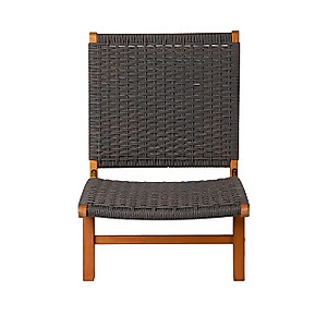 Aspect Living 64967 Pura Vida Modern Outdoor Lounge Chair - Comfortable Reclining Design with Woven Web Seat, Durable Wood Construction - Ideal for Porch, Patio, Lawn, Garden - Charcoal Gray