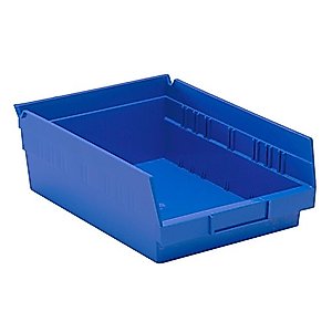 QUANTUM STORAGE SYSTEMS K-QSB107BL-8 8-Pack Plastic Shelf Bin Storage Containers, 11-5/8" x 8-3/8" x 4", Blue