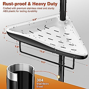 Epicano Shower Caddy Corner,56 to 115.7inches Adjustable Tension Pole Shower Caddy Stand, Rustproof 304 Stainless Steel Pole for Bathroom, Bathtub Storage Organizer,4-Tier, Black and White
