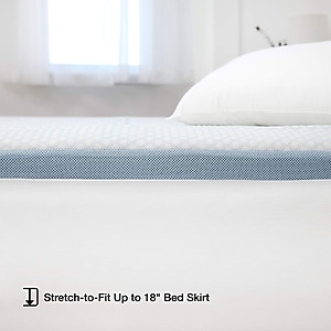 SensorPEDIC SensorCOOL 3-Inch Gel-Infused Mattress Topper, Twin, White