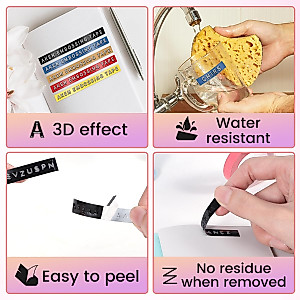 Aken Embossed Label Maker with Tapes, OmegaS 3D Embosser Handheld Printer, Portable Lettering Embossing Labeler 5 Black Tape for Office Home DIY Organization, Pink