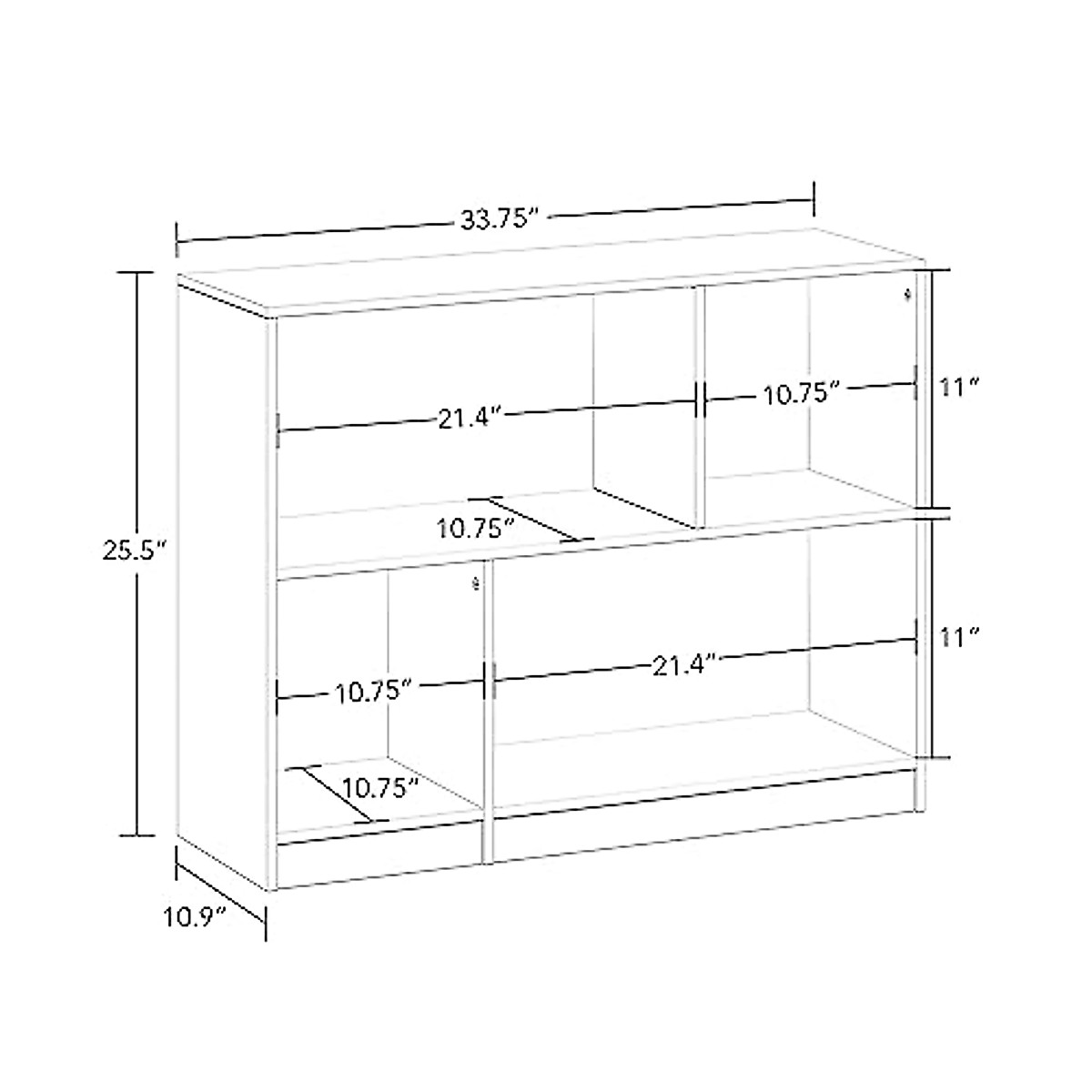 RiverRidge Kids Horizontal Bookcase Toy Organizer with 2 Shelves & Cubbies - Sturdy Wooden Toy Storage for Playroom Books and Games