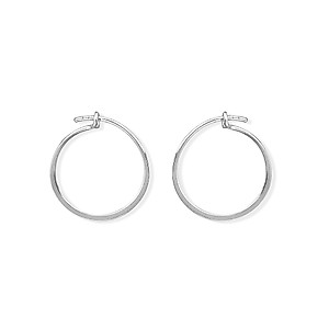 Boma Jewelry Sterling Silver Round Hook & Eye Closure Hoop Earrings