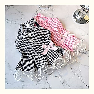 HOUKAI Dog Wedding Dress Plaid Ribbon Pet Dress Summer Accessories Clothes (Color : D, Size : XScode)