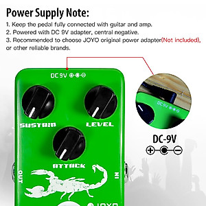 JOYO Dyna Compressor, JF-10 Model for Electric Guitar & Bass, Classic Ross Re-creation, Low Noise, True Bypass