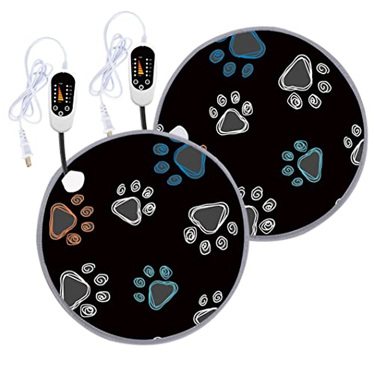 Furrybaby Pet Heating Pad, Waterproof Dog Heating Pad Mat for Cat with 5 Level Timer and Temperature, Pet Heated Warming Pad with Durable Anti-Bite Tube Indoor for Puppies Dogs Cats (Black, 12", 2pcs)