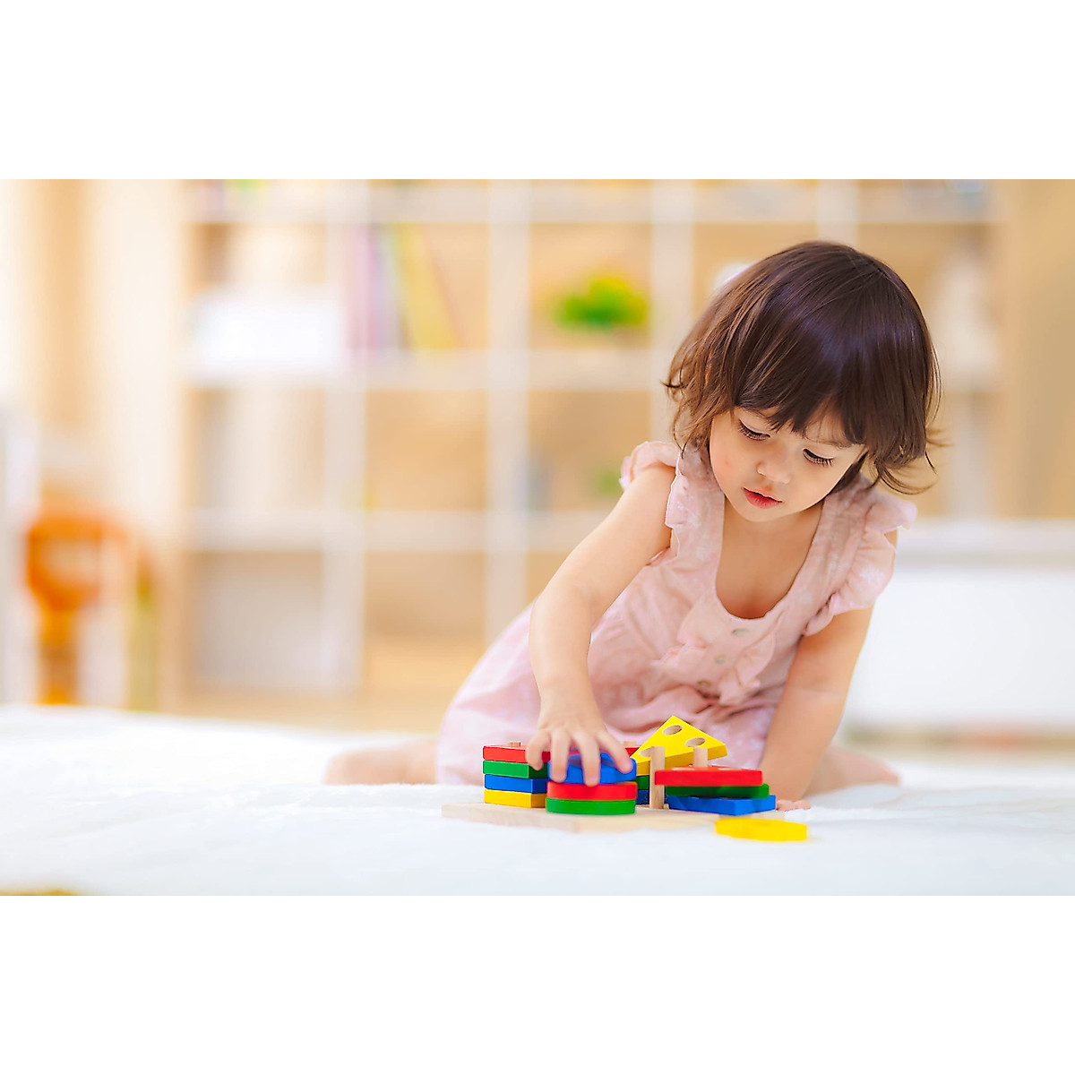 PlanToys (2403 Wooden Geometric Sorting Board Sustainably Made from Rubberwood and Non-Toxic Paints and Dyes