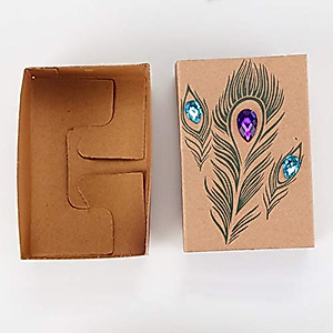 Faylapa Suitcase Candy Boxes, Party Favor Candy Box, Vintage Kraft Paper Gift Bag for Travel Theme Party,Wedding,Birthday,Bridal Shower (Peacock Feather 50pcs)