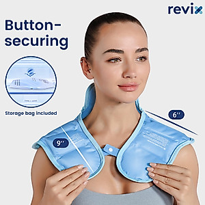 REVIX Ice Pack for Neck and Shoulders Upper Back Discomfort, Large Neck Ice Pack Wrap with Soft Plush Lining, Reusable Gel Cold Compress for Post-Workout Recovery, Blue