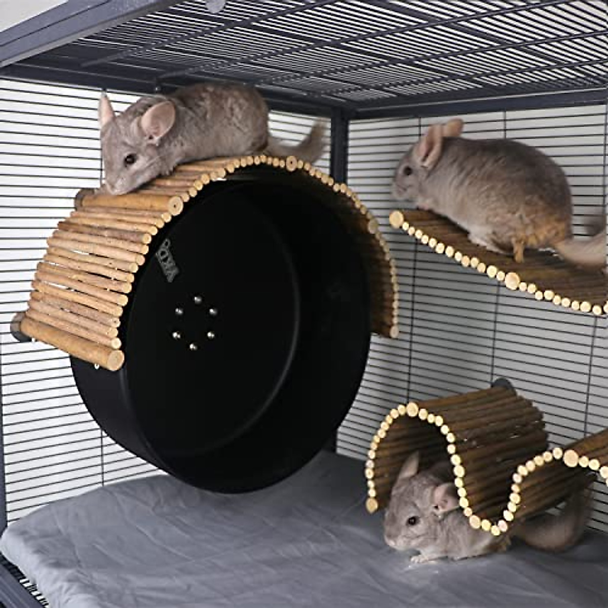 Chinchilla Cage Natural Wood Flexible Platform Toy, Chinchilla Running Wheel Fence, Small Animal Climbing Toys for Chinchilla Guinea Pig Rabbit Hamsters Gerbils Rat and Other Small Animals
