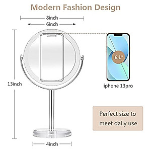 Cheftick Double Sided 1X & 10X Magnifying Makeup Mirror, Tabletop Magnified Vanity Mirror with 360 Degree Swivel for Bathroom or Bedroom, Transparent