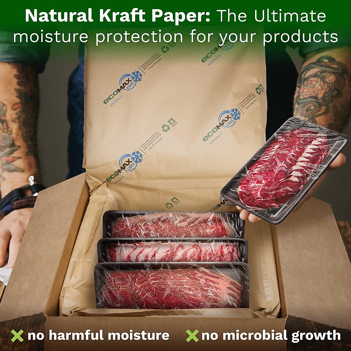 IDL Packaging 14" x 14" x 14" Insulated Shipping Box, 5.8-Gallon Capacity, Pack of 3 - Includes EcoMax™ Thermal-Paper Liners, Absorb Condensation - For Frozen Food, Meat, or Fish