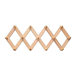 Mila Millie Expandable Accordion Style Mounted Wooden Wall Rack | 13 Hooks | Versatile Coat Hangers for Nursery Bathroom Bedroom Livingroom Kitchenware | Natural Beech Wood Pegs