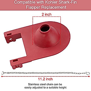 Hibbent 2 Pack Toilet Flappers Replacement Compatible with Kohler Shark-Fin Flapper Replacement Kit by Hibbent,2 Inch Toilet Flapper with Stainless Chain,Water Saving, Easy to Install