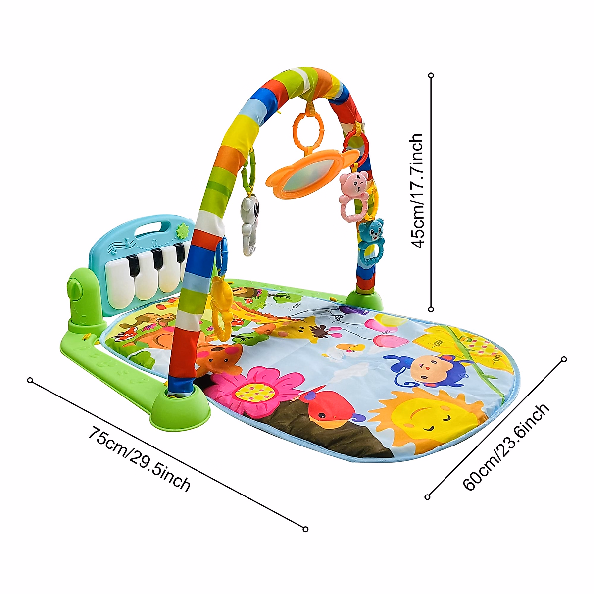 CREPRO Baby Play Mat & Baby Gym Toys, Infant Play Mat and Activity Gym Baby Activity Mat with Music and Lights, Kick & Play Piano Gym Tummy Time Padded Mat for Newborn Toddler for Christmas Toys Gift