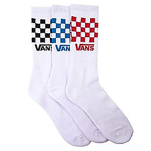 Vans Mens Checkered Crew Socks 3 Pack 9.5-13, White