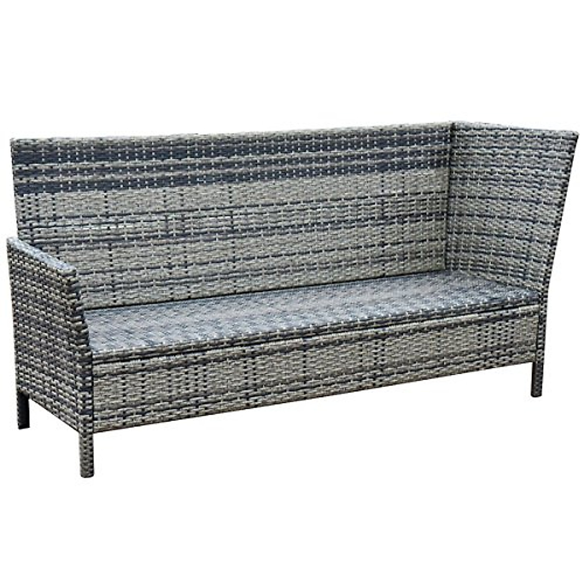 Tangkula 5 Pieces Patio Furniture Set Wicker Rattan Steel Frame Patio Outdoor Garden Conversation Set High Back Sectional Sofa Set with Tempered Glass Top Dining Table