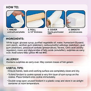 White Fondant Icing - 4 oz. - Ready to Use Cake Decorating Frosting - Easy To Roll, Moldable, Kosher, Dairy Free, and Nut Free - White Fondant For Cakes Cupcakes and Cookies - By Baker’s Choice