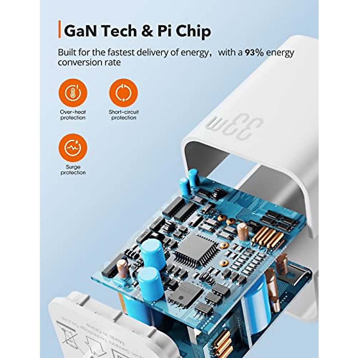 THREEKEY USB C Wall Charger,33W Dual USB Port Charger Block,Type C Charger Fast Charging Power Adapter Compatible with iPhone 14/13/12/X,Samsung S21/S20/Note 20/10/9/8,Sony,Moto,iPad,MacBook, White