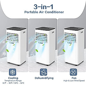 LUKO Portable Air Conditioner 10000 BTU, Cooling, Fan, Dehumidifier, 3-in-1 AC Unit Portable for Rooms up to 450 Sq. Ft, Low Noise Air Conditioner with Remote Control and Window Kits