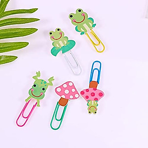 Toyvian Fun Frog Paper Clips, Creative Animal Shape, Small Paper Clips Bookmarks, Cute Paper Clips Frog Mushroom Paper Clips, Funny Desk Accessories Decor, Markers for Office Supplies 5 Pieces