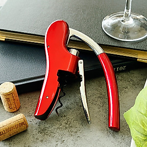 KAYCROWN Wine Bottle Opener, Vertical Lever Corkscrew with Built in Foil Cutter Design, Manual Handheld Corkscrew with Ergonomic Lever Pump