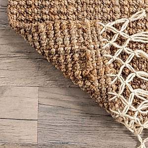 nuLOOM Raleigh Farmhouse Jute Tasseled Area Rug, 9x12, Natural