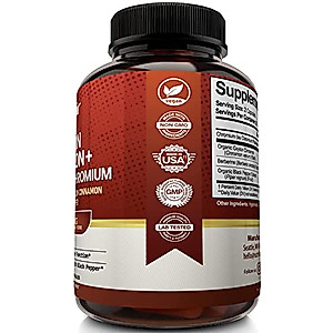 NutriFlair Ceylon Cinnamon, Berberine HCL, Chromium, Black Pepper Extract (Made with True Ceylon Cinnamon) - 1200mg per Serving, 120 Capsules - Lipid Levels, Antioxidant