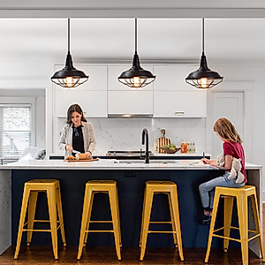 SESIMENT Farmhouse Pendant Light, Black Pendant Light, Industrial Pendant Light, Kitchen Pendant Light, Pendant Lights Kitchen Island,Island Pendant Lights for Kitchen,Bedroom, Living Room