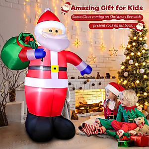8 FT Christmas Inflatable Santa Claus Outdoor Decorations, Blow Up Santa Claus with Gifts Bag, Giant Santa Carrying Present Sack, Built-in LED Light, Xmas Outside Decor for Front Back Yard Garden Lawn