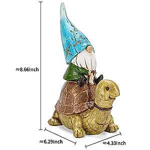 CYnice Garden Gnome Statue Outdoor Decor - Garden Gnomes Sitting on Turtle Statue for Garden Yard Patio Lawn Decorations,Gnome Gifts