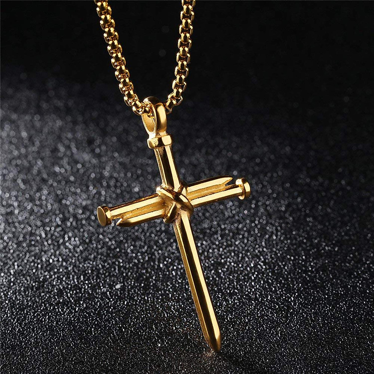 MUERDOU Cross Necklace for Men Women Cross Pendant STRENGTH Bible Verse Stainless Steel Necklace