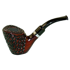 Shire Full Bent Freestanding Carved Wood Tobacco Pipe w/ Filter