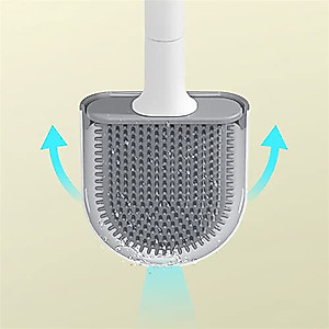 TADALU Toilet Brush Silicone Toilet Brush and Holder Set Cleaner for Bathroom Leak Proof Base Flexible Bristles Brush with Quick Drying Holder Set