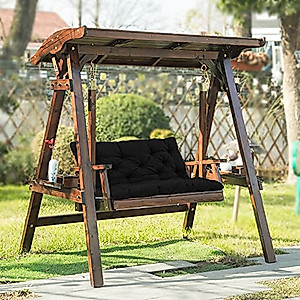 Hruile Indoor/Outdoor Loveseat Cushion 2-3 Seater Bench Cushion with Backrest, 3 Inches Thick Seat Cushions Mat with Ties, Seat Pad for Outdoor Patio Furniture Swing Chair,40x40in,Gray