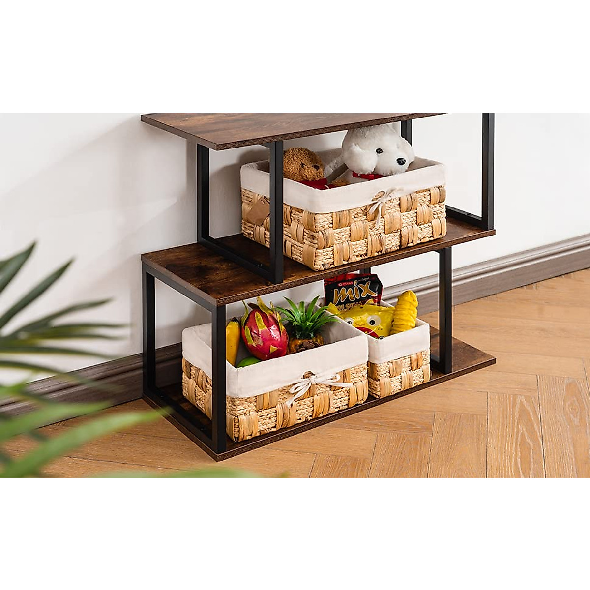 YOUDENOVA Wicker Baskets for Organizing, Water Hyacinth Storage Baskets with Handles, Set of 3 (Large & Medium & Small), 14.2" x 10.6" x 7.1"