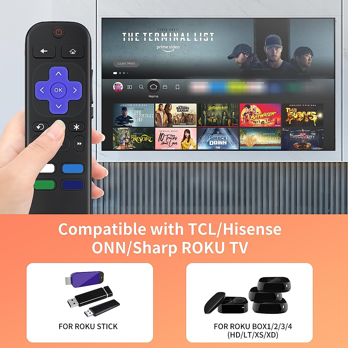 (Pack of 2) Replacement Remote Control Only for Roku TV, Compatible for TCL Roku/Element Roku//Hisense Roku/Onn Roku/Insignia Roku/Westinghouse Roku/Philips Roku Smart TV【Not for Roku Stick and Box】
