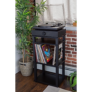 Andover Audio SpinStand Rack for Records and Audio Components - Metal-Reinforced, Holds 150 LPs, Optimum Height & Storage Space, Ideal for Turntables, Vinyl, Spinbase, and Hi-Fi Systems - Black