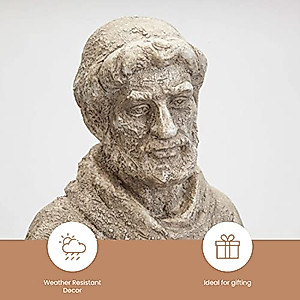 Bits and Pieces - 26” Tall St. Francis Bird Feeder - Yard Decorations - Polyresin Religious Sculpture - Outdoor Decoration Statue - Garden Decor