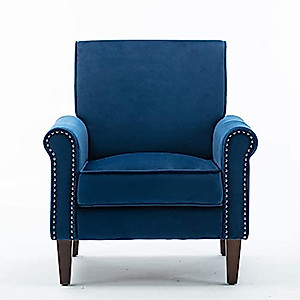 Morden Fort Bedroom Accent Chair, Velvet Upholstered Armchair for Living Room Bedroom Club Office-Navy Blue