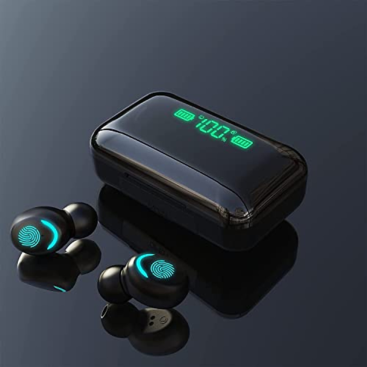 Wireless Earbuds, Bluetooth 5.0 Earbuds, Sport Headphones Earbuds with Battery Charging Case (2600 mAh) Waterproof Earbuds Noise Cancelling Microphone, LCD Display, for Sports/Working