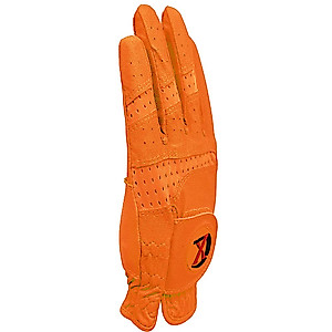 XEIRPRO Premium 4 Pack All Weather Golf Gloves for Men Worn On Right Hand for Left Handed Golfer- Comfort and Secure Fit Ultra Grip Leather Soft Flexibility (Small, Orange)