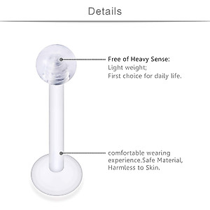 SCERRING 16g Lip Rings Bioflex Flexible Acrylic Labret Monroe Lip Rings Nail Tragus Helix Earrings Studs Ring Medusa Piercing Jewelry Retainer 8mm 30PCS