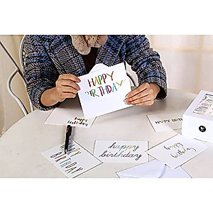 Best Paper Greetings Happy Birthday Greeting Cards (48-Pack) - Birthday Card Variety Pack - 6 Unique Rainbow Fonts - Blank on the Inside, Envelopes Included - 10 x 15 Centimetres