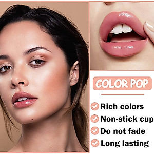 CAHIUYOA Light 6PCS Lip Gloss Set,Nude Pink Lip Gloss Kit Shine Glossy and Moisturizing,Lip Plumping Pack Bulk Liquid Lipstick for Women Girls-Set A