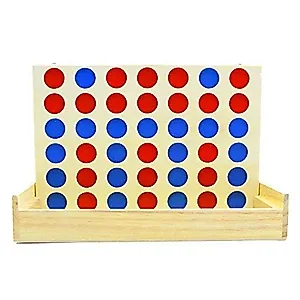 4 in a Row Wooden Board Game Foldable Line Up 4 Classic Family Toy Educational Toy for Kids and Family