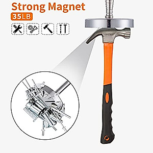 Rechabite Magnetic Sweeper Telescoping Pick-up Tool, Thickened Pole, 35LB Magnet Stick Screws Parts Finder, Pickup Nails, Screws, and Metal Picker, Orange Handle