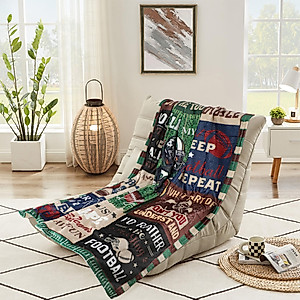 Poekuao Large Football Throw Blanket for Football Lovers, Football Gifts for Boys, Football Blankets, Gifts for Coach Football Fan on Birthday