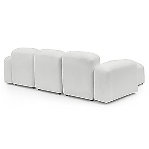 Melpomene Convertible Modular Sectional Sofa,Modern Minimalist 94.5" DIY L Shaped Reversible Loop Yarn Sofa Couch for Living Room,Apartment,Office(Ivory)